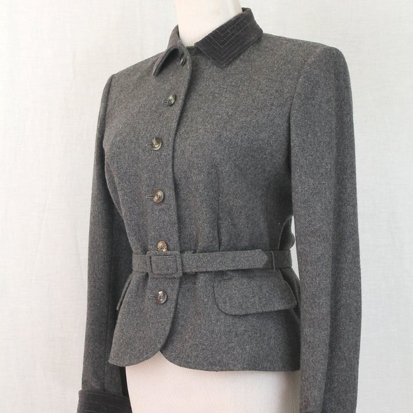 jaeger | Jackets & Coats | Vintage Jaeger Belted Gray Wool Jacket Uk 8 ...